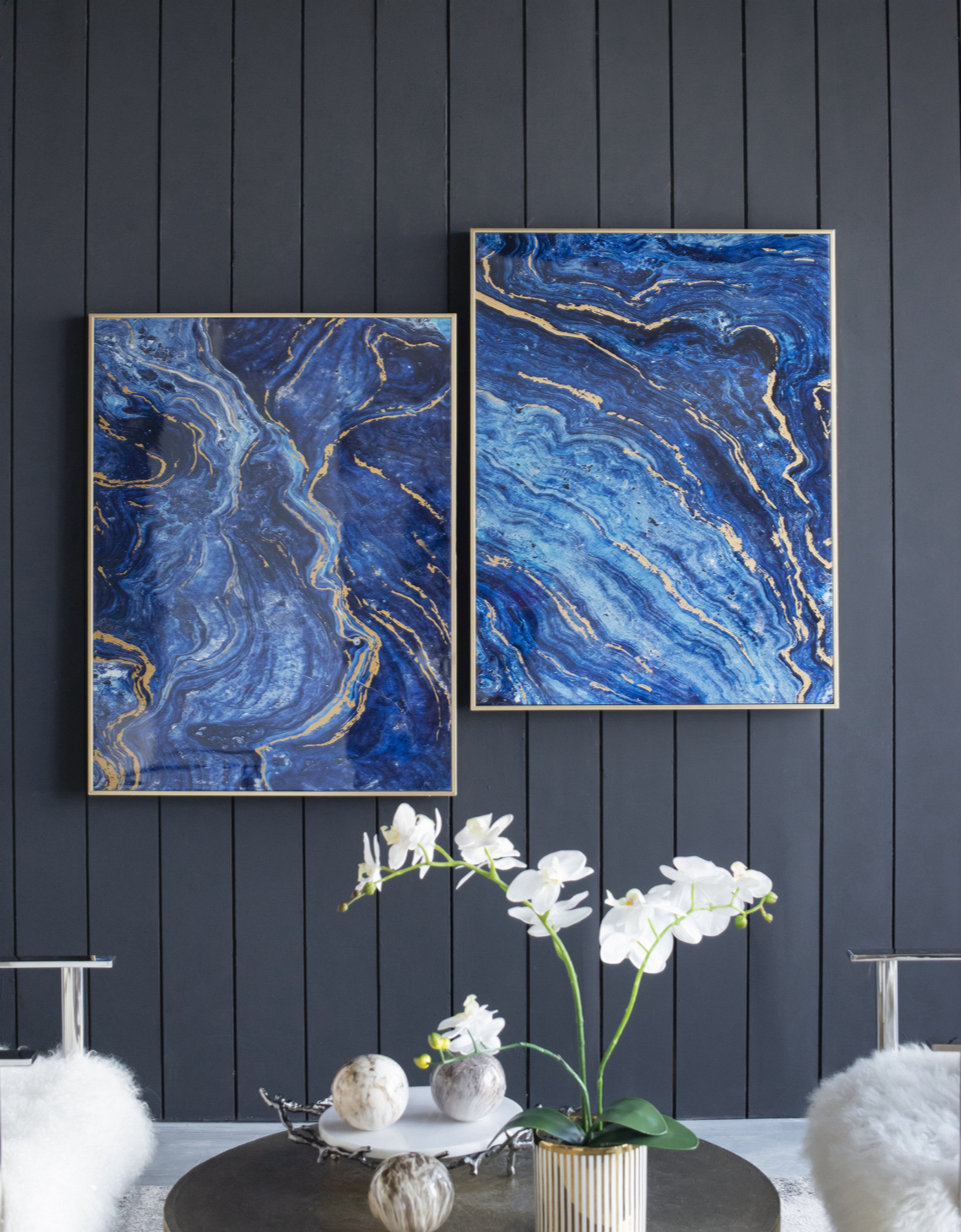 Wenty Unique Marbled Design Framed On MDF 2 Pieces Set | Wayfair