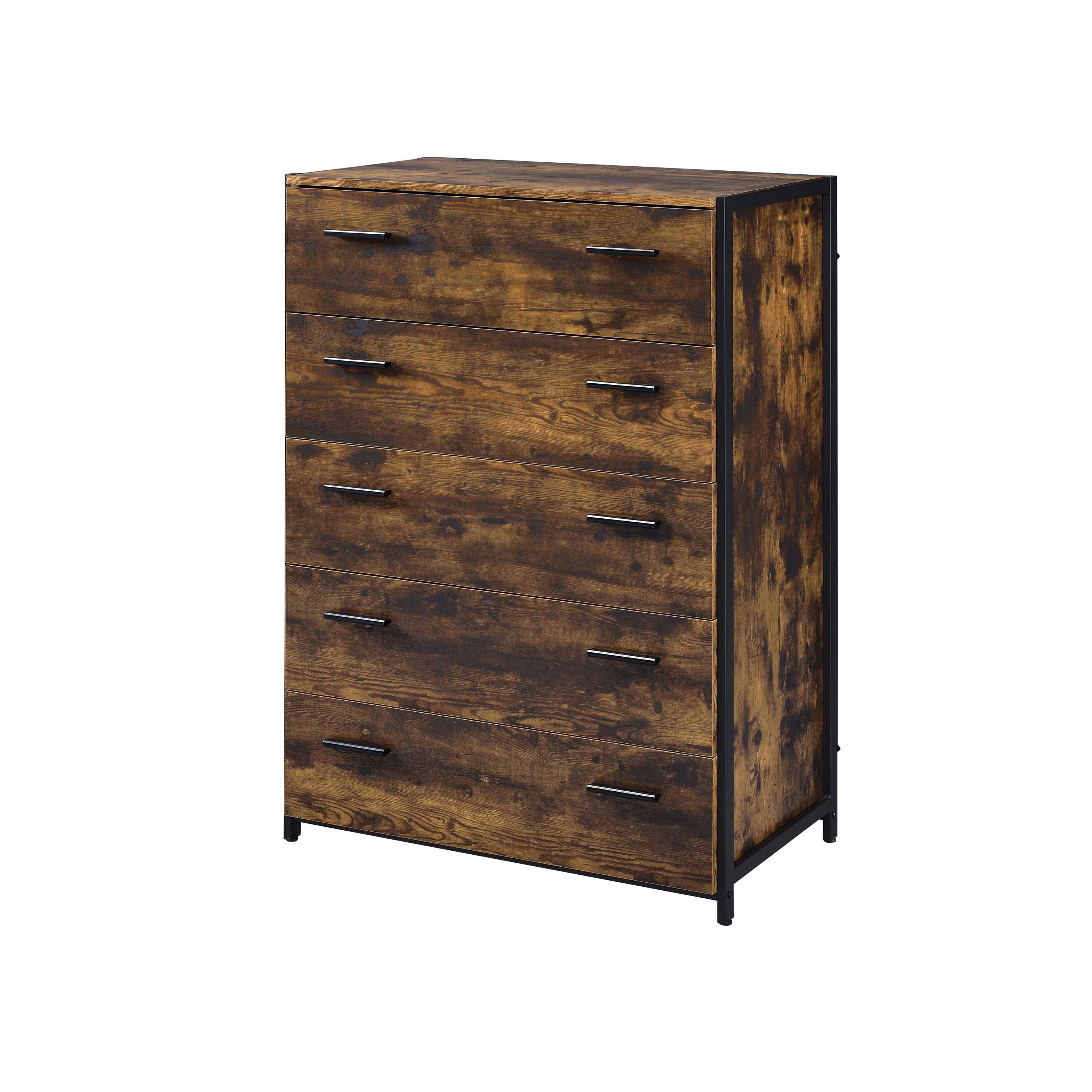 17 Stories ACME Crowell Chest in Rustic Oak & Black Finish 24266 | Wayfair