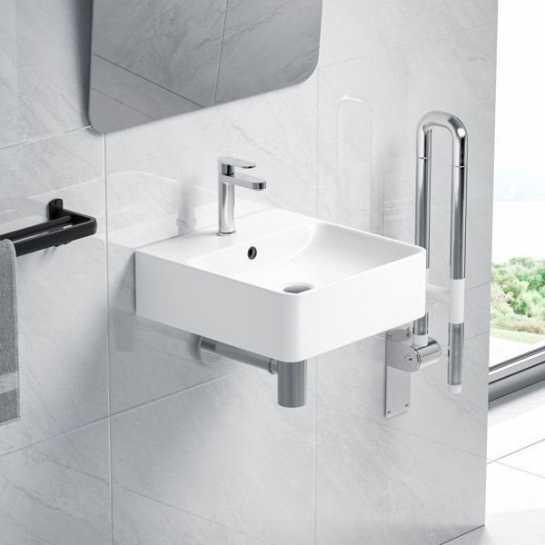 Eridanus Turner 16" L x 16" W Crisp White Ceramic Square Wall Mount ...