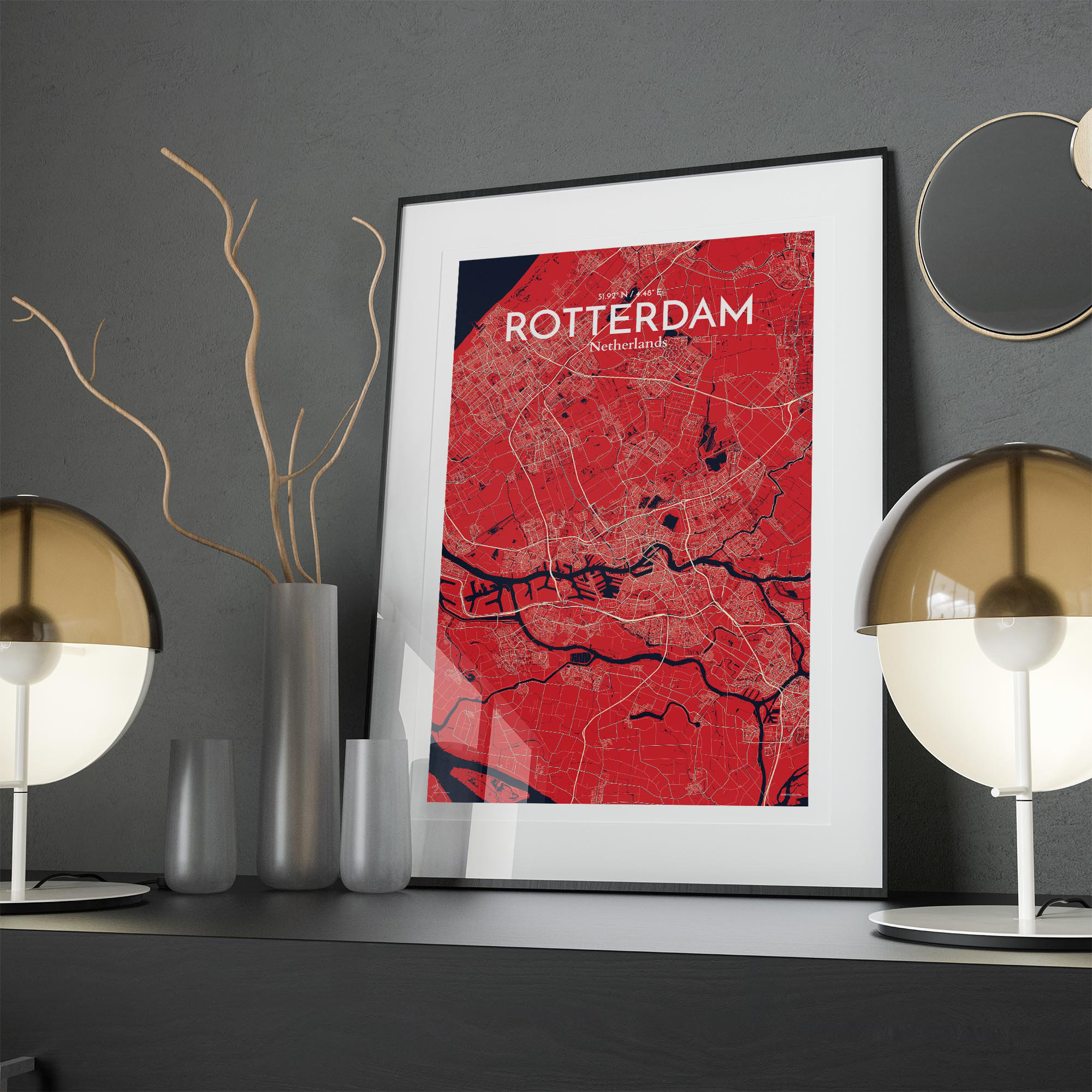 Borough Wharf Rotterdam City Map in Nautical - Unframed Graphic Art ...
