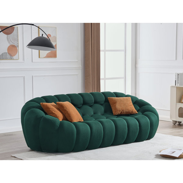 Ivy Bronx 98.4" Sofa, 3D Honeycomb-Shaped Sofa Curved Couch, 3-Seater ...