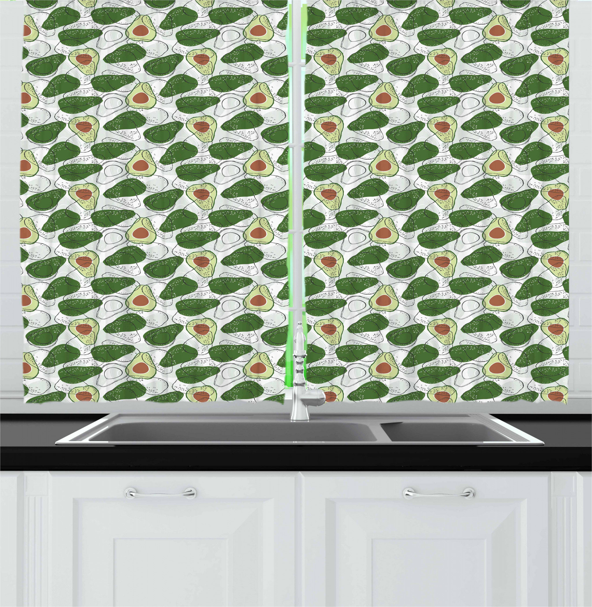 East Urban Home Avocado Kitchen Curtain | Wayfair