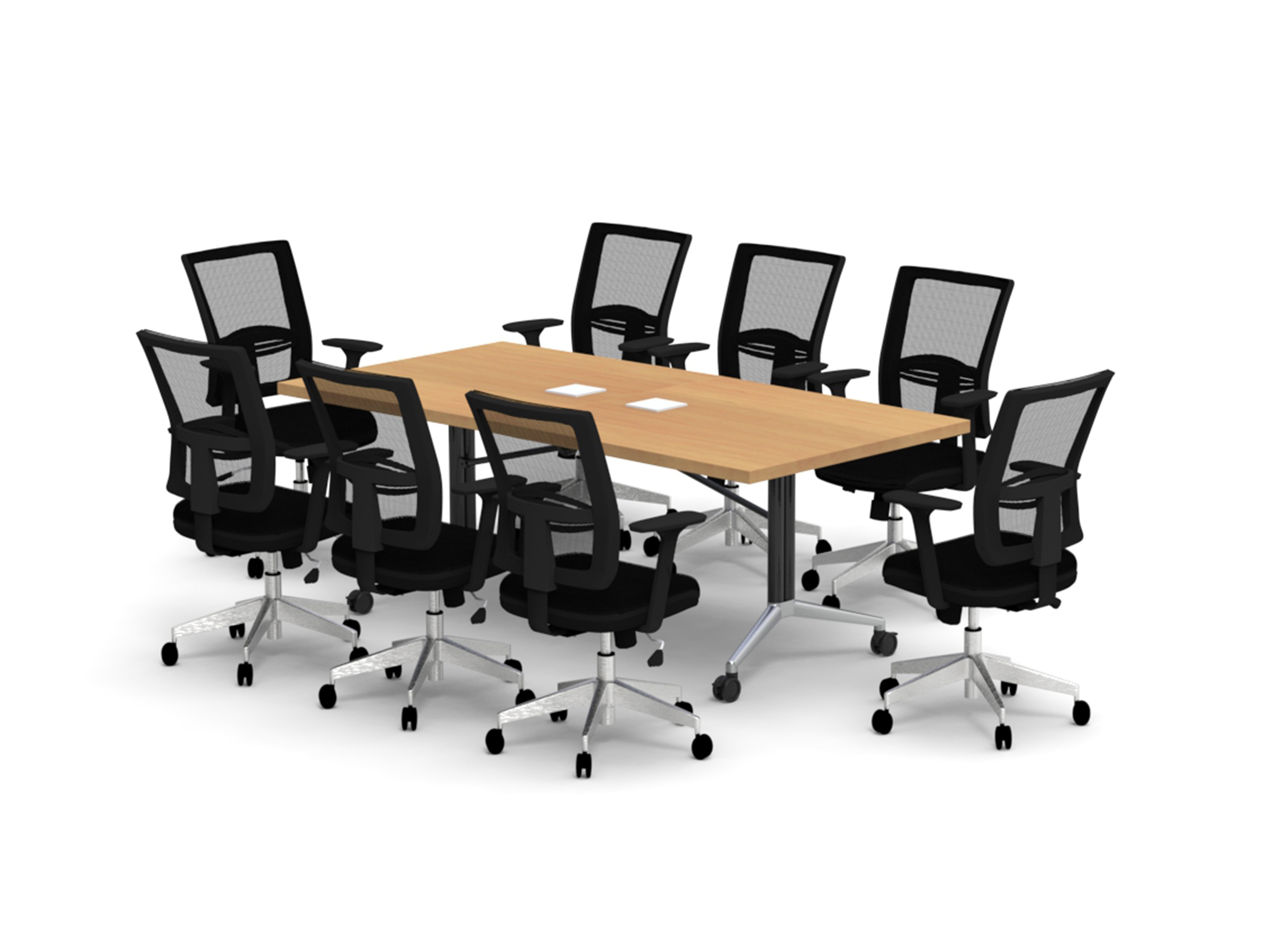 Team Tables Rectangle 8 Person 80'' L Training Table and Chair Set with ...