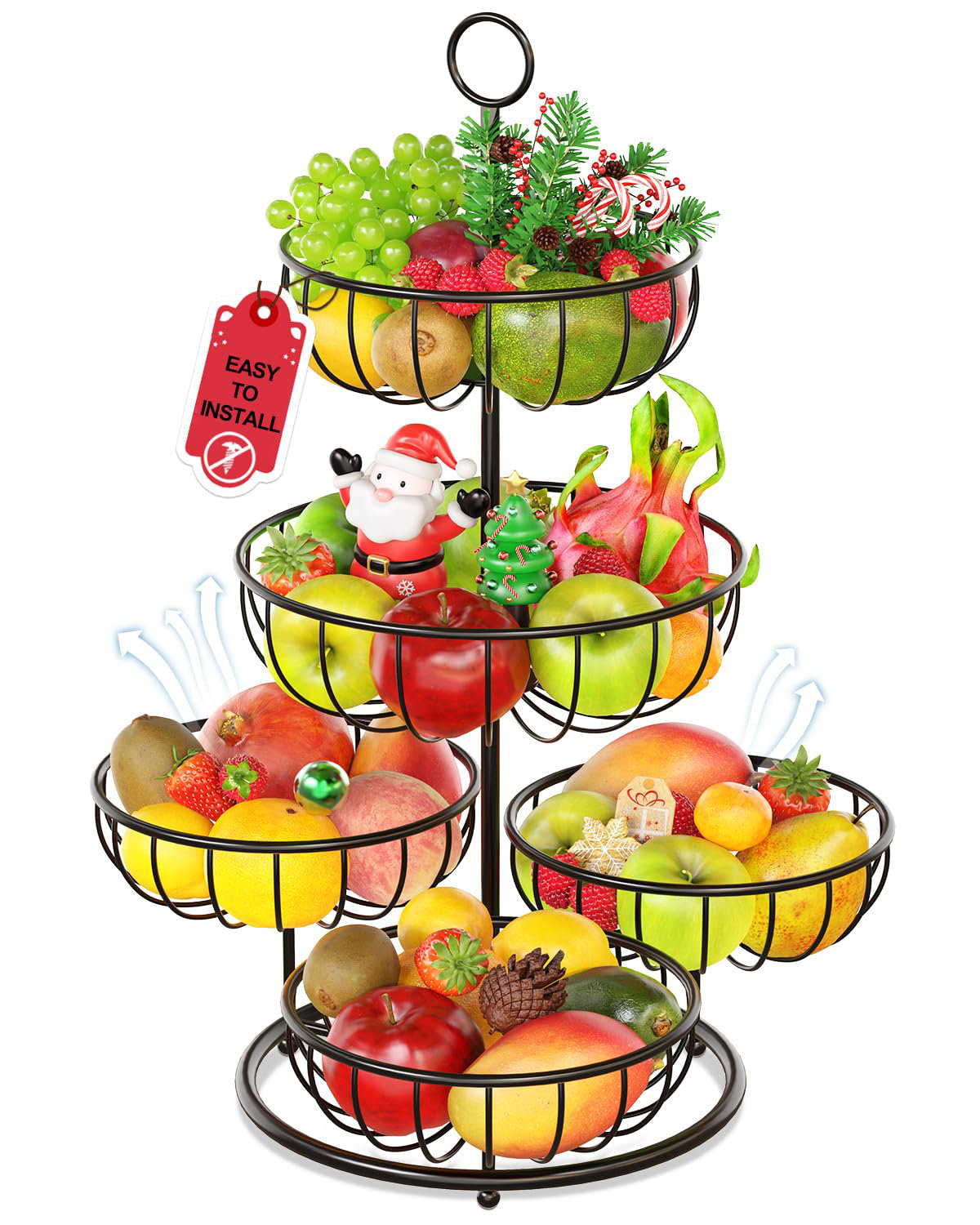 Red Barrel Studio 5 Tier Large Fruit Vegetable Basket Stand For Kitchen ...