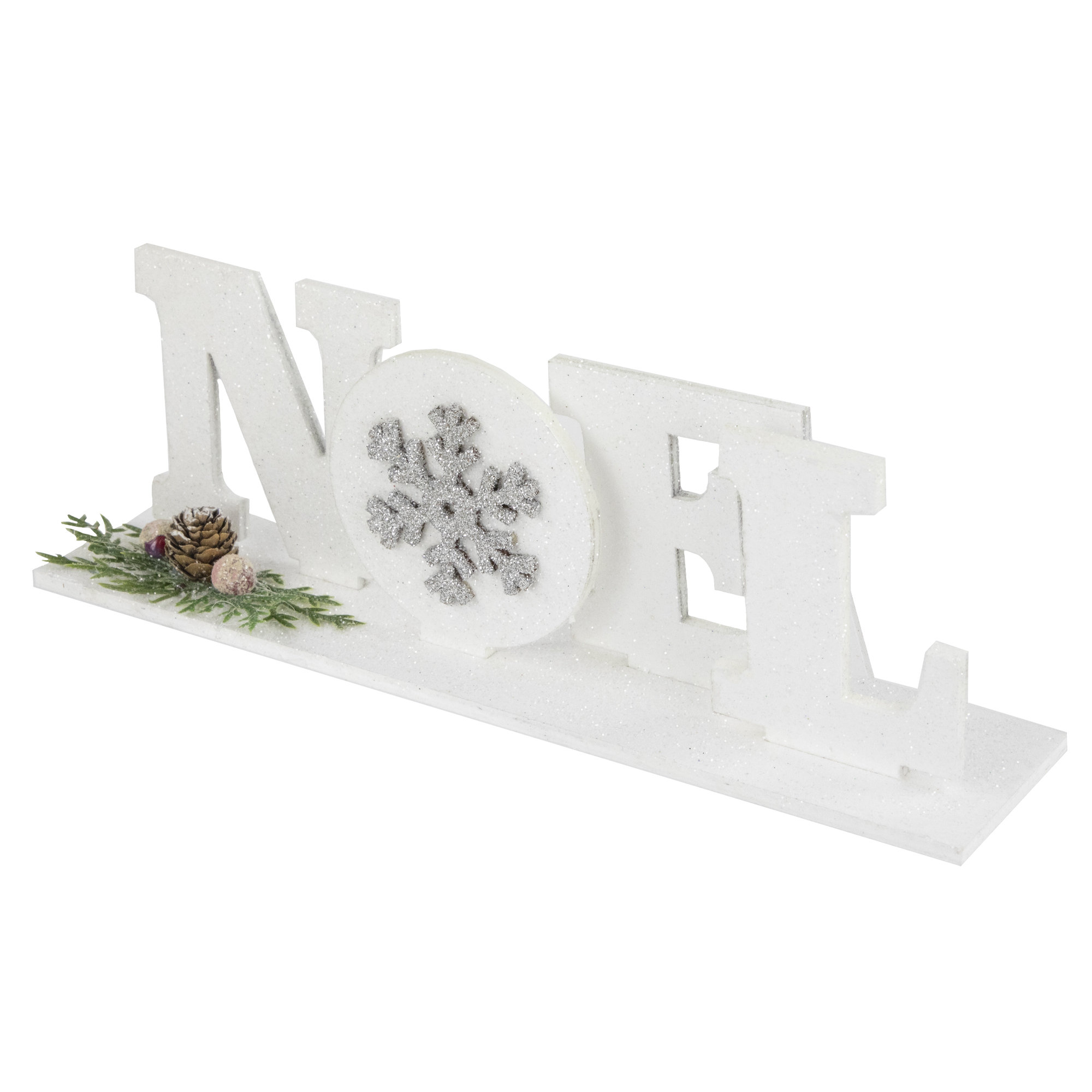 Northlight Seasonal 10.25" White and Silver Noel and Snowflake ...