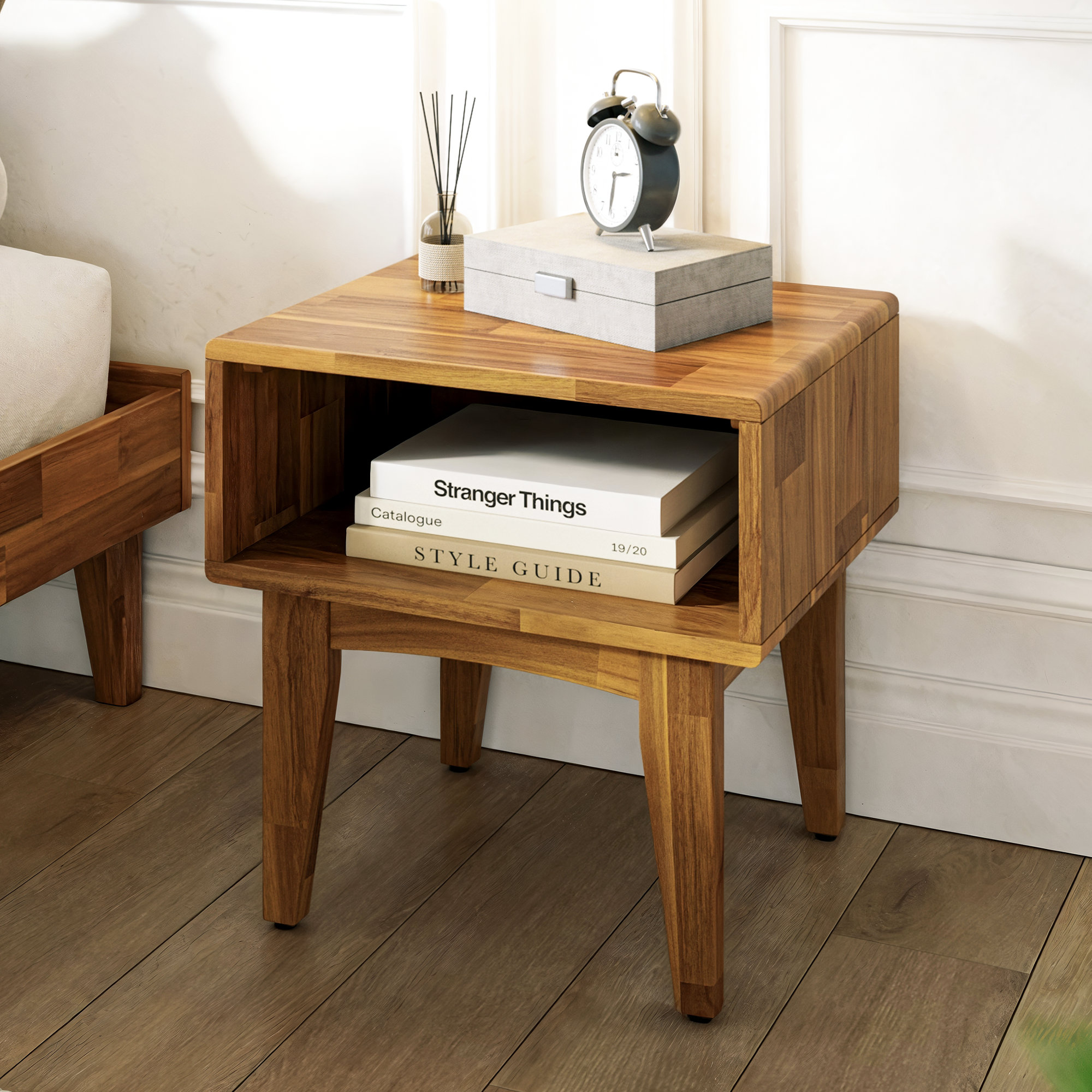 Loon Peak Coraline Acacia Wood Nightstand, Modern Bedside Table without ...