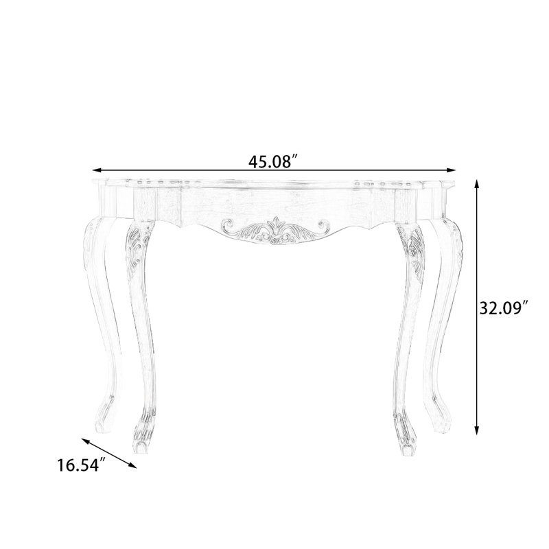 Rite Treasure 45.08" Half Moon Rectangular Solid Wood Console Table ...