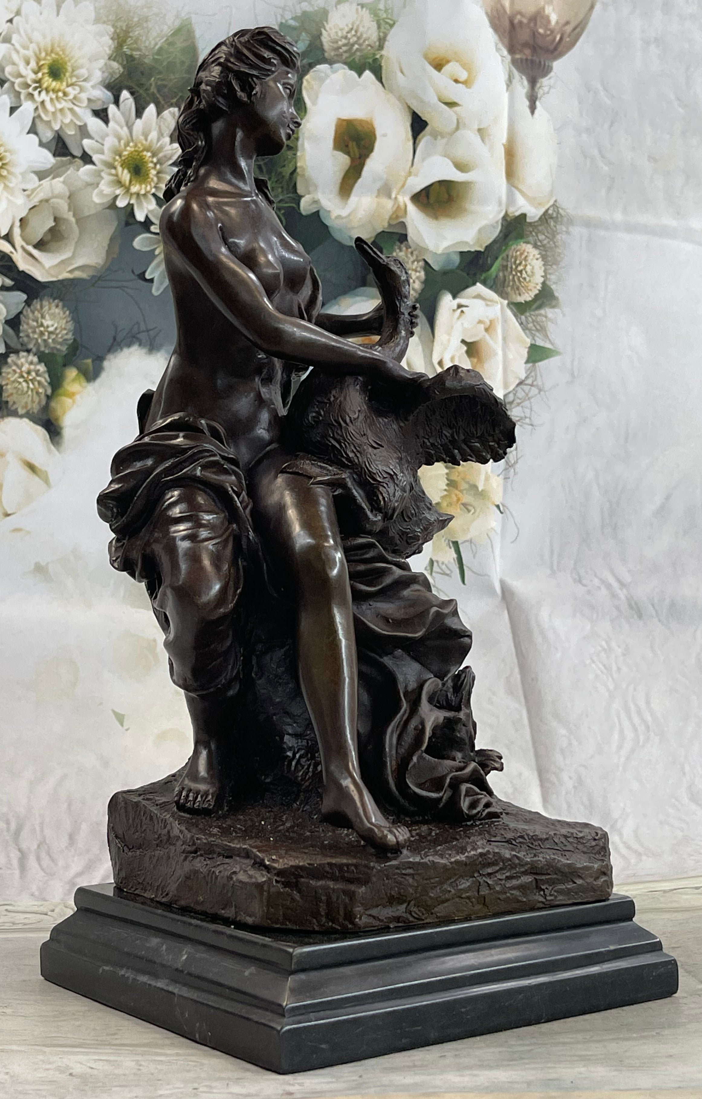 Fleur De Lis Living Signed Moreau Leda and the Swan Bronze Marble ...