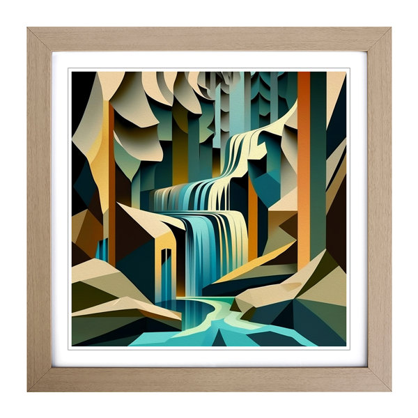 Alpen Home Waterfall Cubism - Single Picture Frame Print on Wood ...