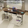 Millwood Pines 59" Farmhouse Computer Desk With Drawers & Power Outlets ...