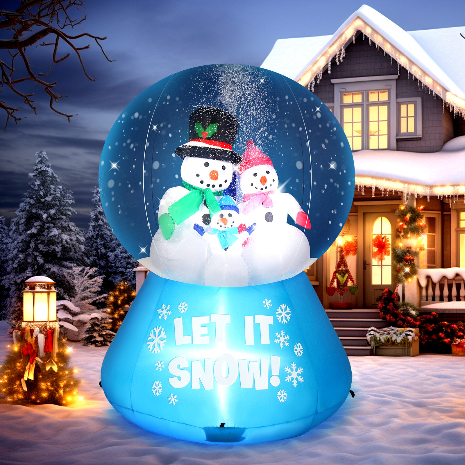 The Holiday Aisle® 5.9 Ft. Crystal Ball With Snowman Christmas ...