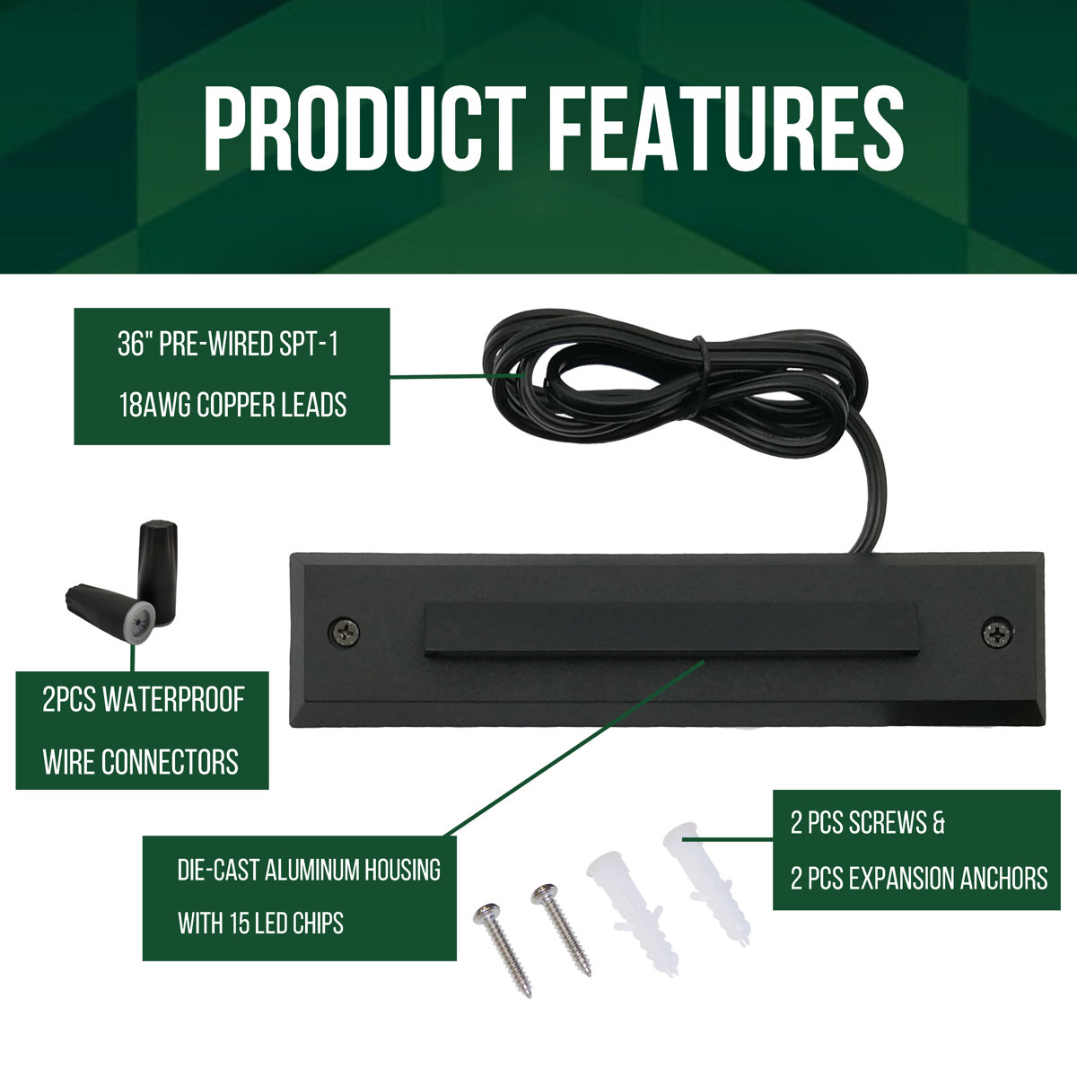 GKOplus Led Linear Step Lights 6 Pack Black | Wayfair