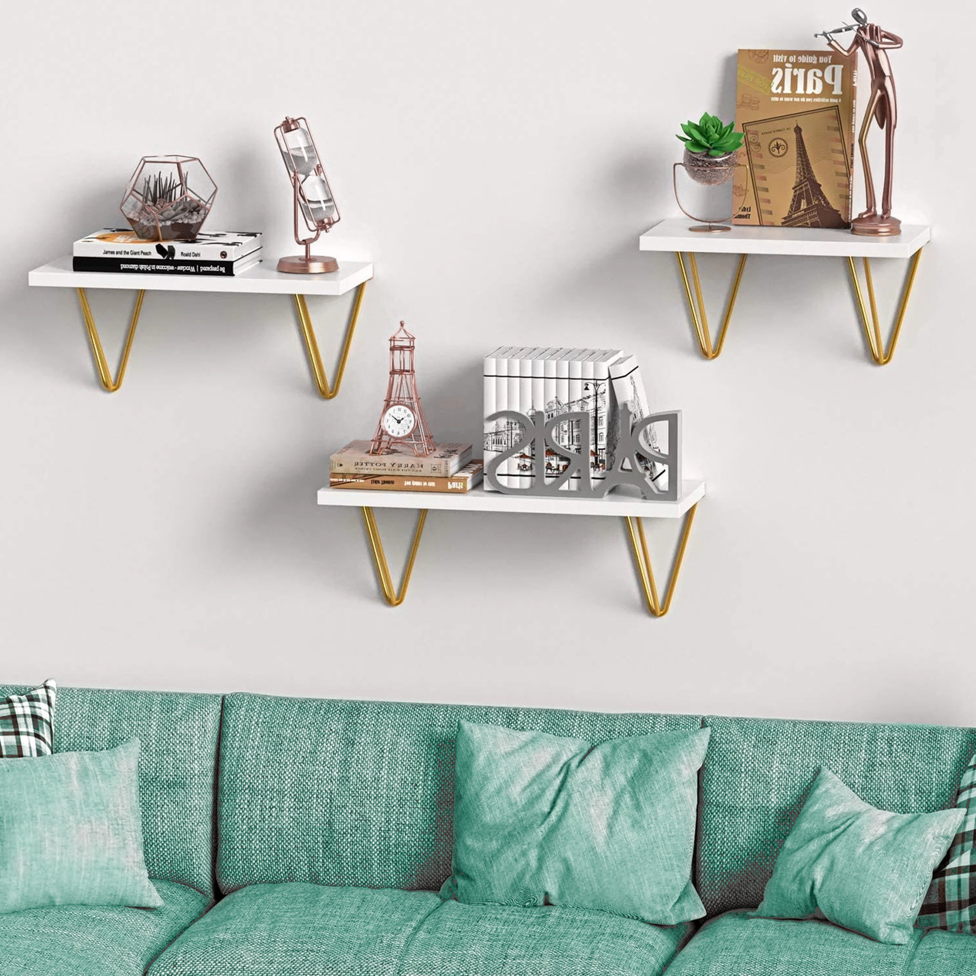 Mercer41 Set of 3 Wall Mounted Wooden Floating Shelves | Wayfair