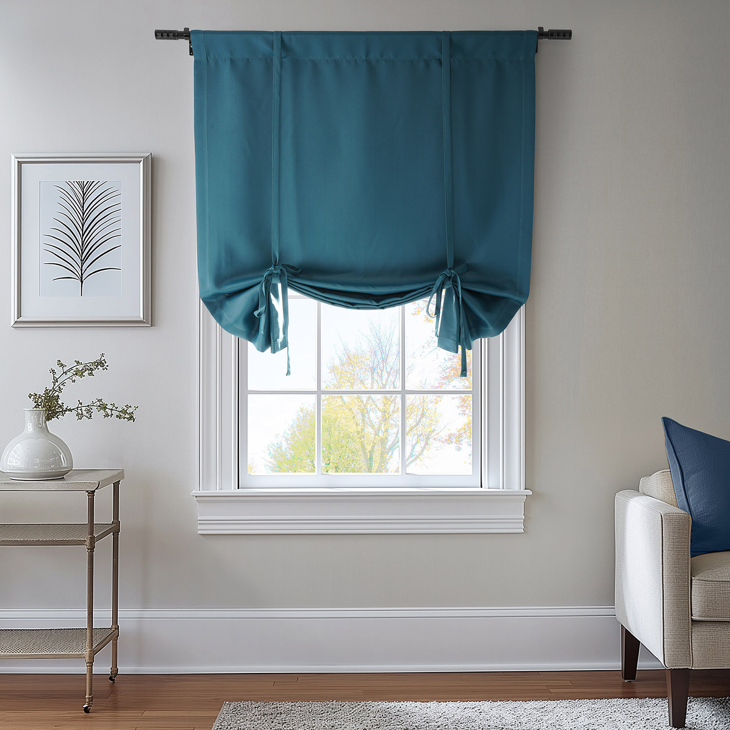 Ebern Designs Solid Room Darkening Tie Up Indoor Window Shades Single ...
