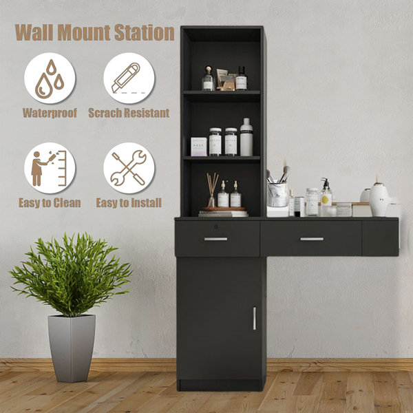 Latitude Run® Brizeyda Wall-Mount Makeup Vanity Dressing Table with ...