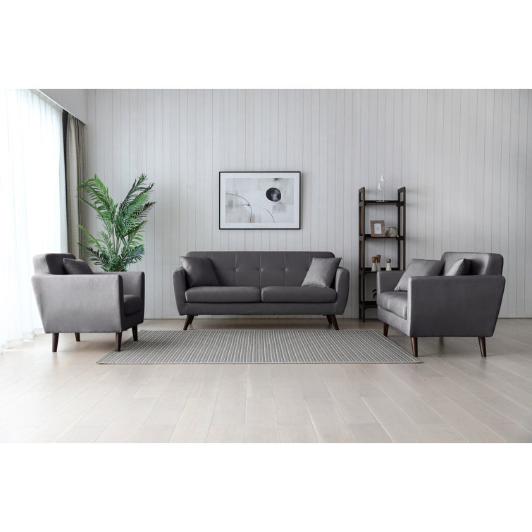 Auberge Designs Lohja 3 Piece Foam Living Room Set - Wayfair Canada