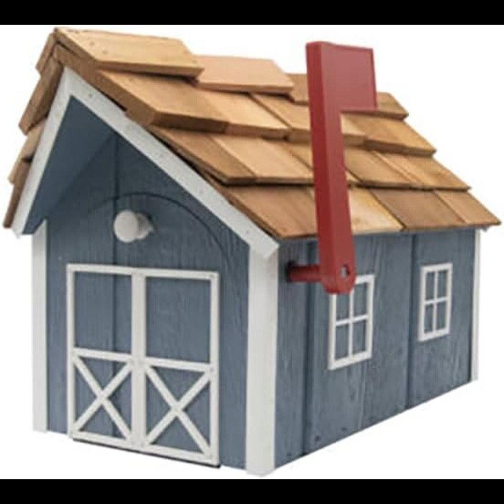 Invenitiah Barn Mailbox, White Black Trim, Wooden Mailbox, Rustic ...