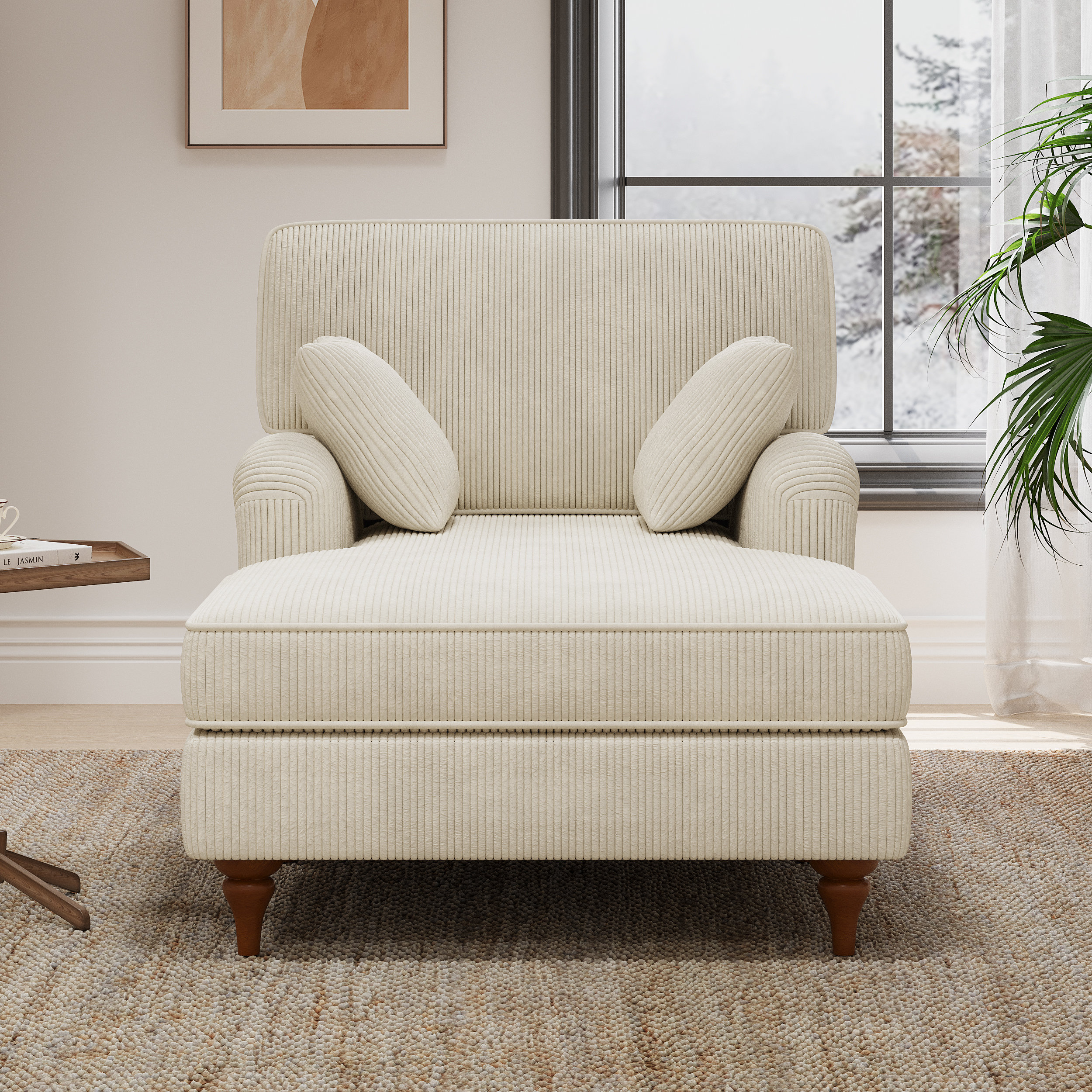 NFusion Nelora Modern Indoor Chaise Lounge with Corduroy Fabric and ...