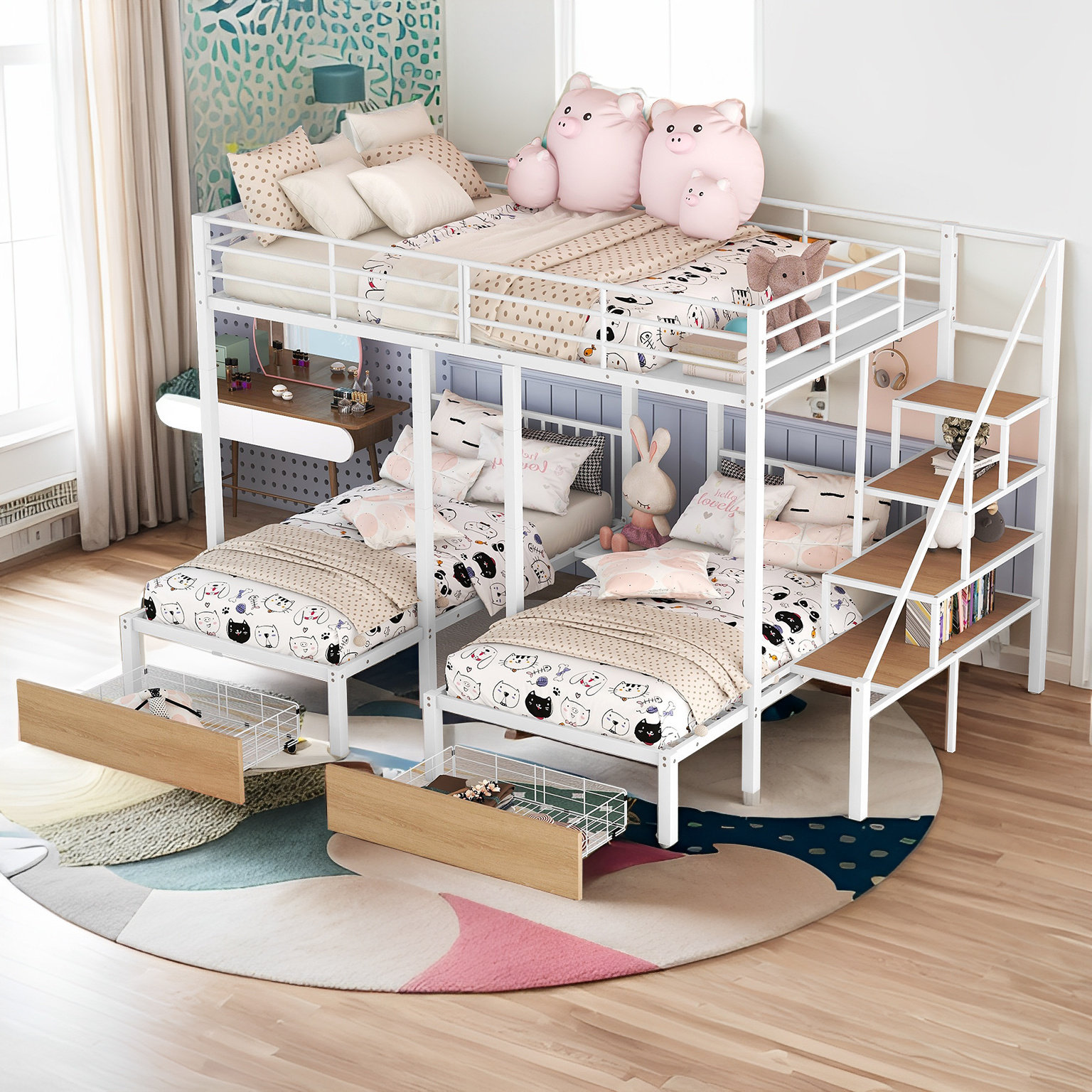 Mason & Marbles Olin Kids Twin Over Full Bunk Bed with Drawers ...