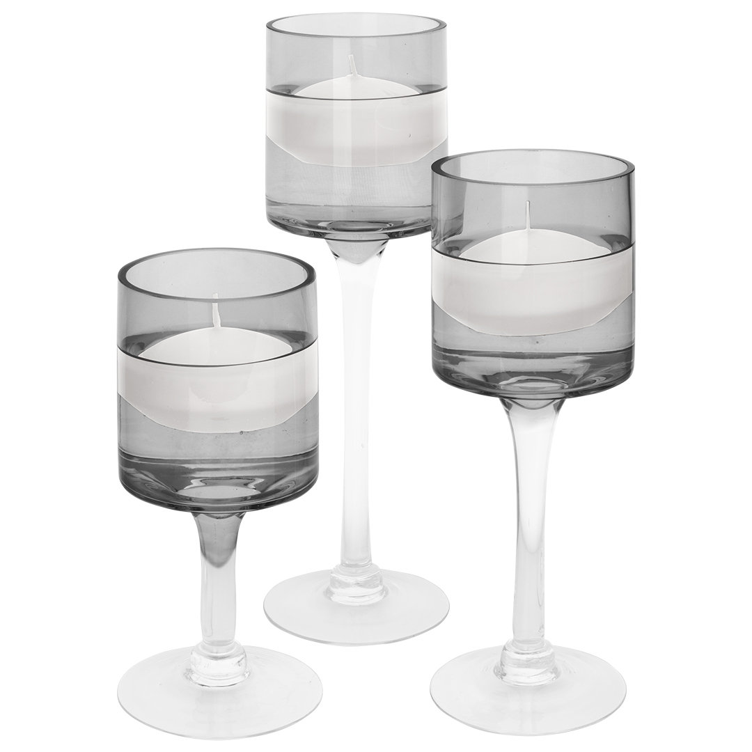 Wrought Studio™ Long Stem Glass Candle Holders, Set Of 3 - Wayfair Canada