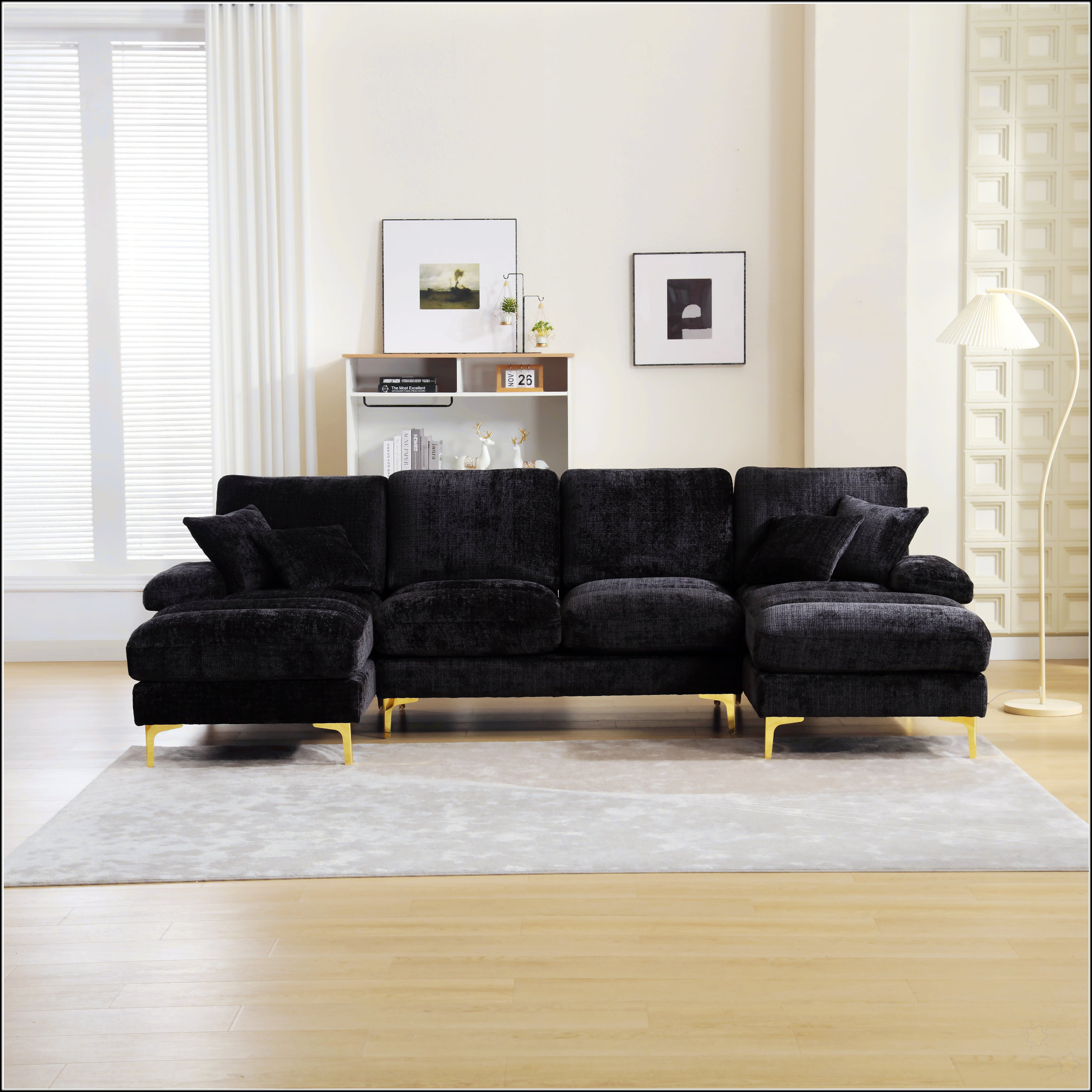 Everly Quinn Modern Large Chenille Fabric U-Shape Sectional Sofa | Wayfair