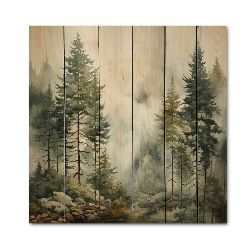 Millwood Pines Pine Tree Misty Morning II forest wood wall art ...