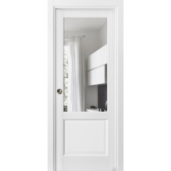 SARTODOORS Lucia Clear Glass Wood Sliding Closet Door | Wayfair