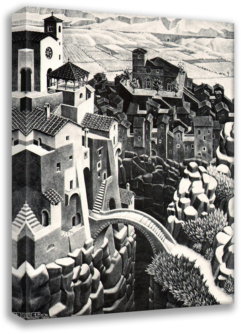 Lark Manor™ Castrovalva by M.C.Escher Gallery Wrapped Canvas | Wayfair