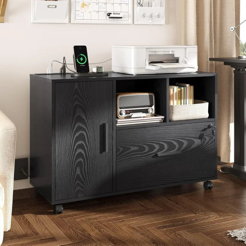 17 Stories Rolling File Cabinet With Charging Station, Locking Filing ...