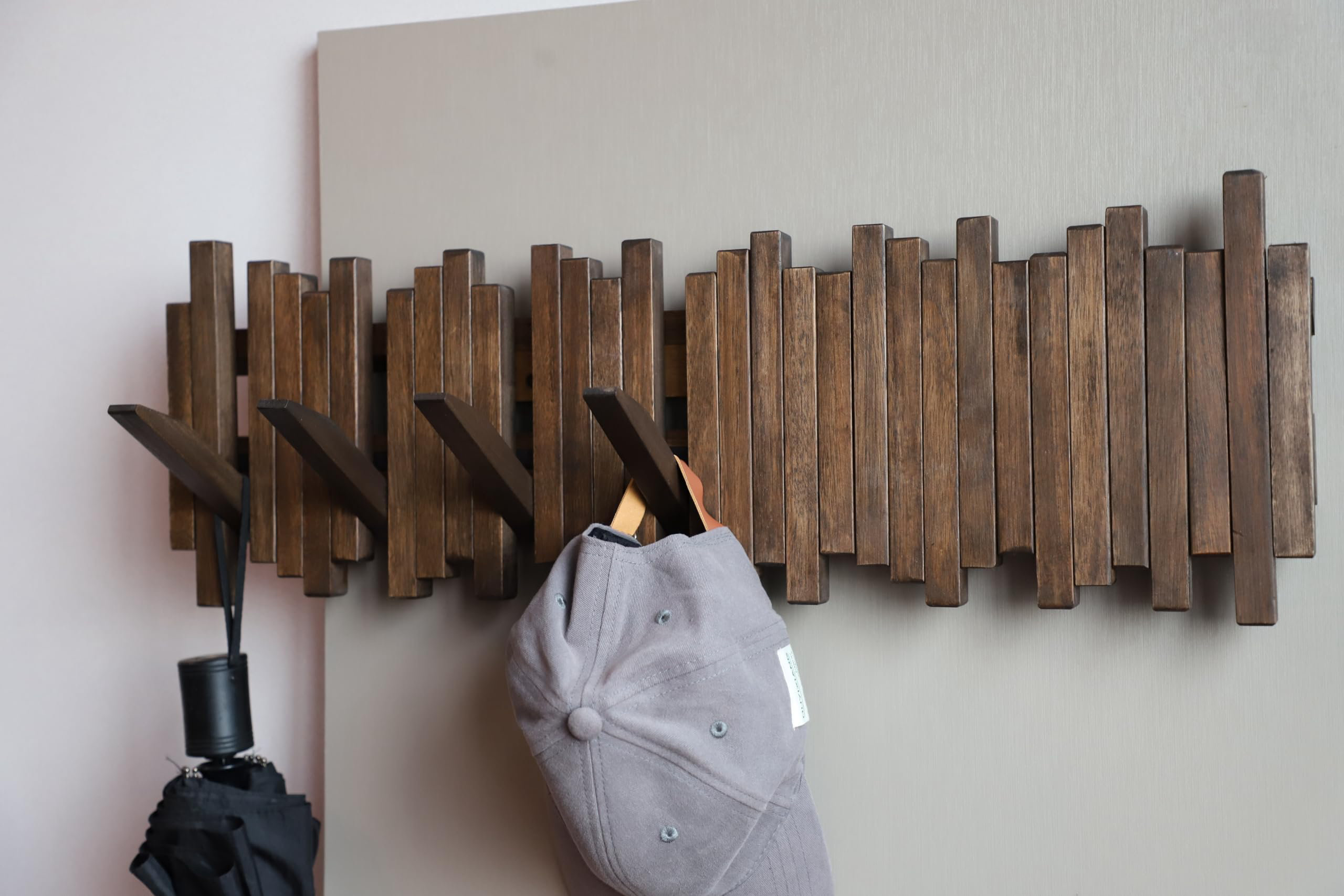 Loon Peak® Natural Wood Wall Mounted Piano Coat Rack| Coat Rack Wall ...