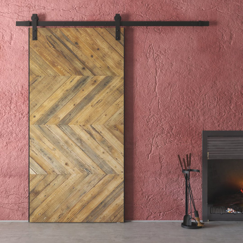 Urban Woodcraft Reclaimed Wood Chevron Barn Door with Installation ...
