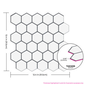TicTacTiles 12" X 12" PVC Peel & Stick Thicker Hexagon Tile & Reviews ...