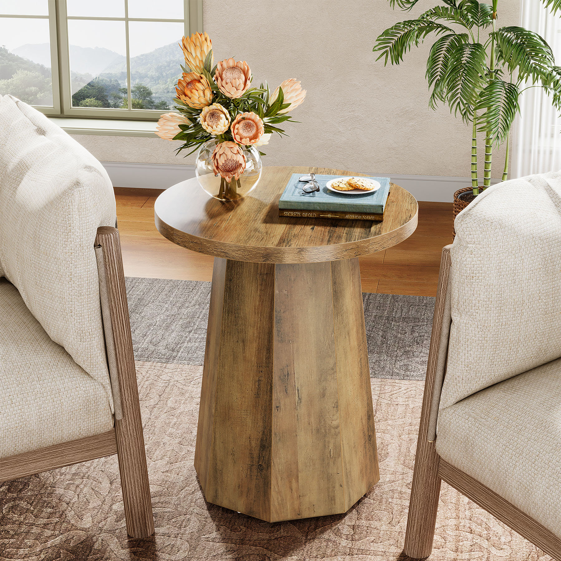 Ophelia & Co. Farmhouse Round End Table with Octagonal Base - Wayfair ...
