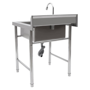 DENFER 27.5'' L x 27.5'' W Silver Free Standing Bar Sink with Faucet ...
