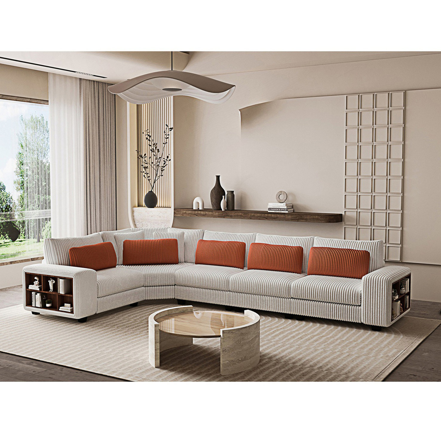 Hokku Designs Modular Sectional L-Shaped Sofa With Armrest Frame Locker ...
