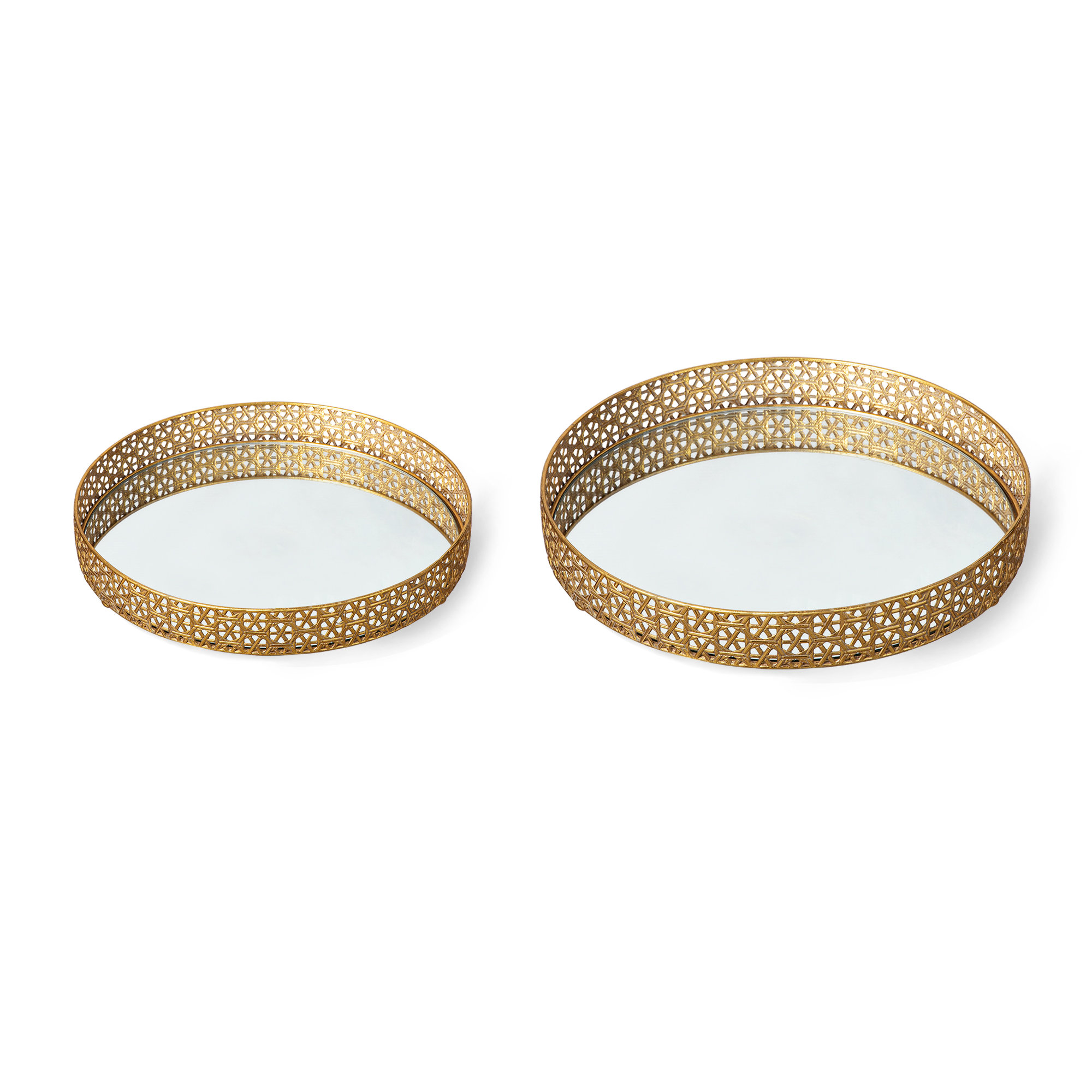 Mercer41 Round Metal Gold Mirrored Decorative Trays | Wayfair