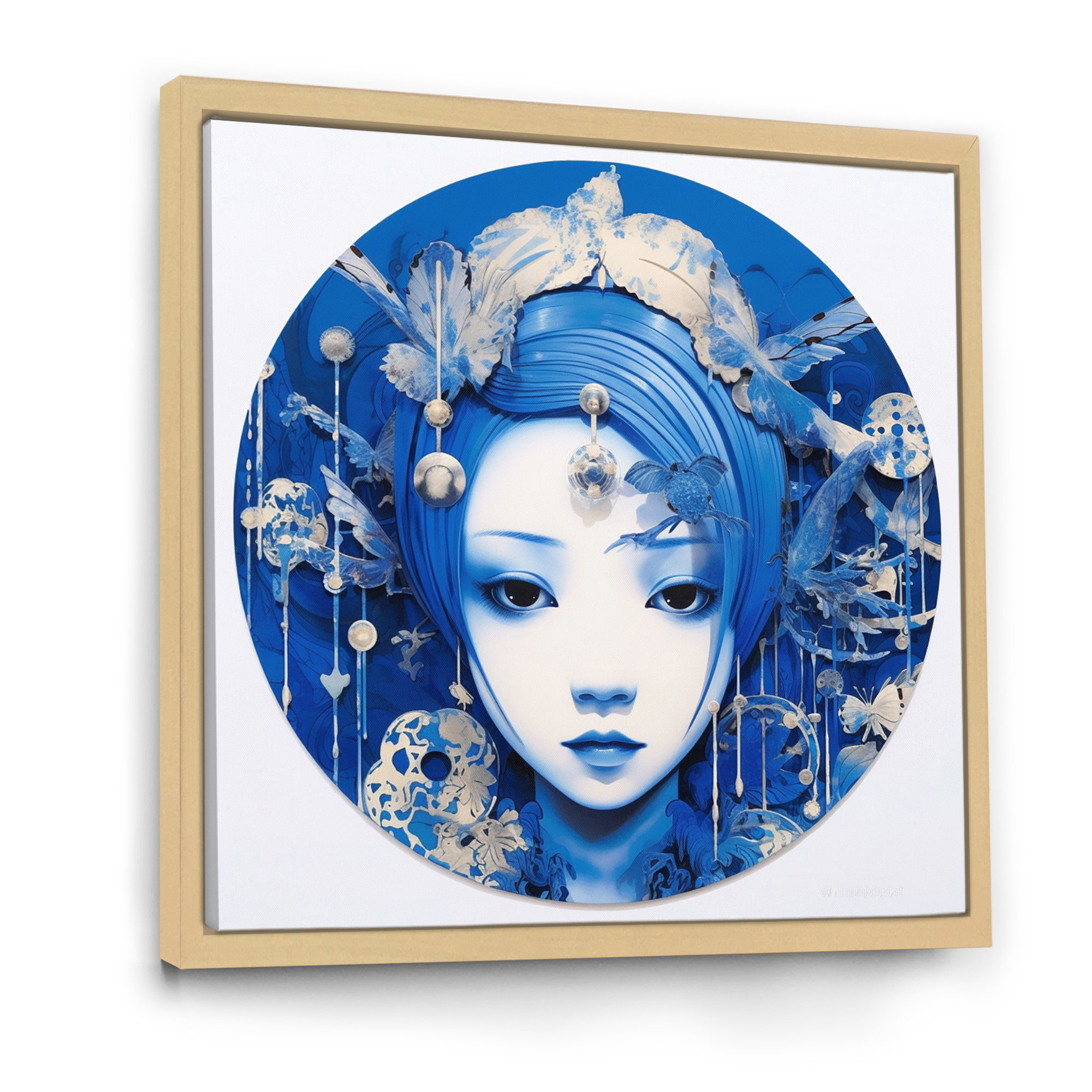 Winston Porter Indigo Retro Asian Flower Woman Portrait - Asian Woman ...