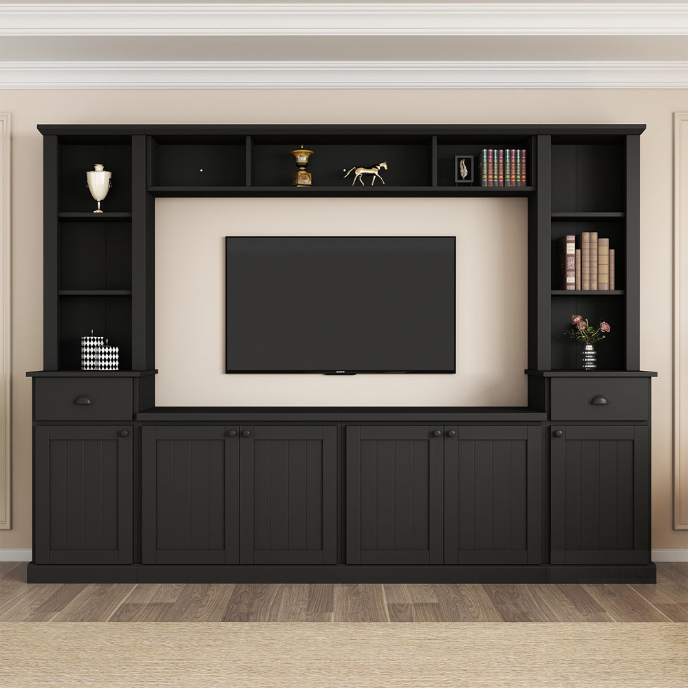 Red Barrel Studio® Minimalist Entertainment Wall Unit Set with Bridge ...