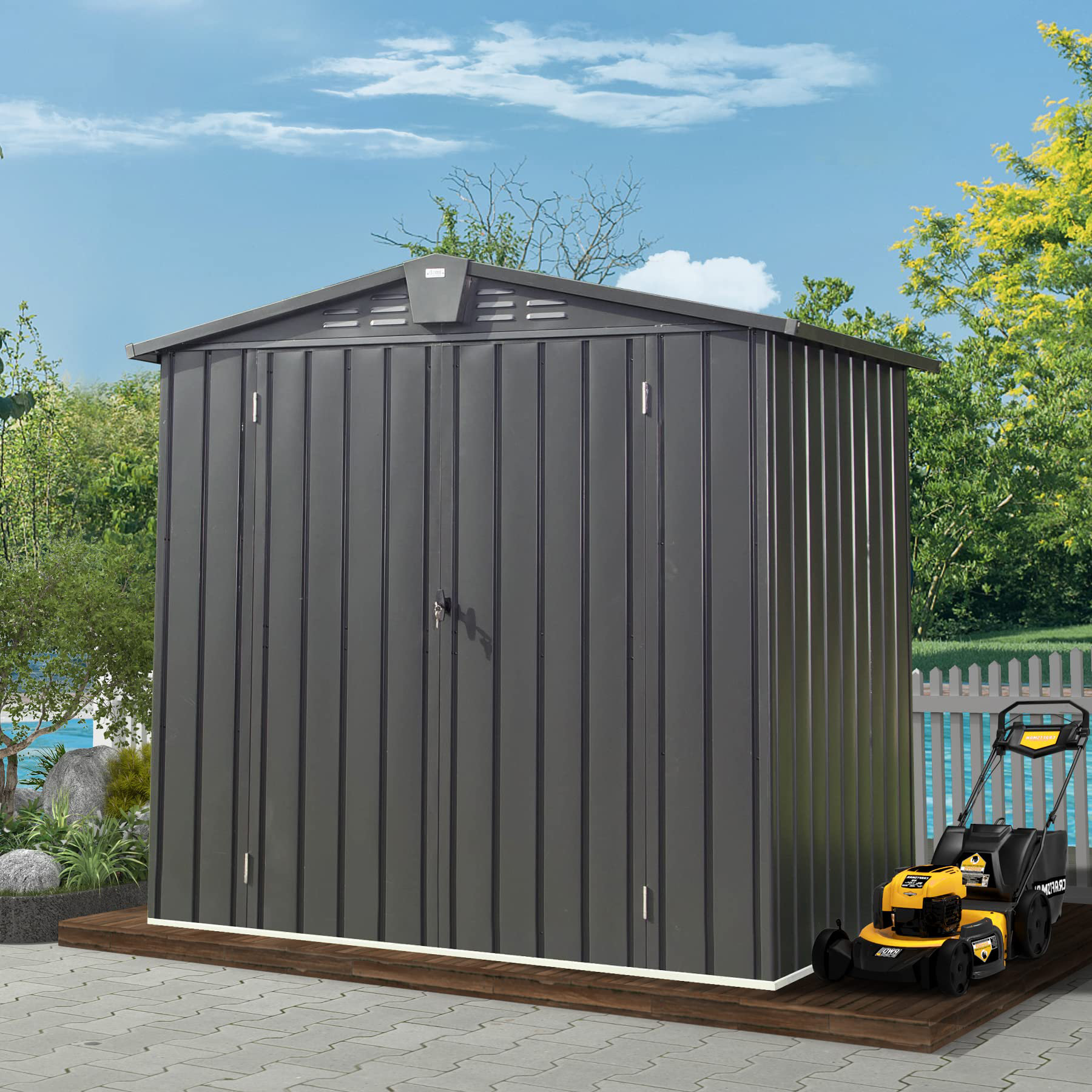Domi Louvered Metal Tool Shed - Wayfair Canada