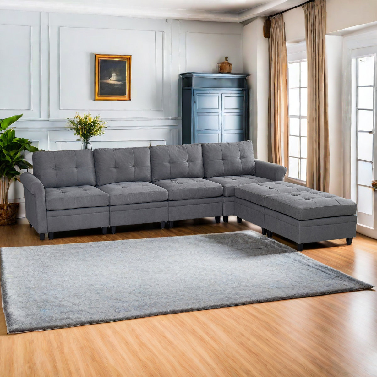 Inbox Zero Naeomi U-shaped Sectional Reversible Storage Sectional Sofa ...