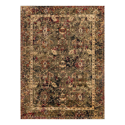 Langley Street Alameda Power Loom Performance Green/Red/Tan Rug ...