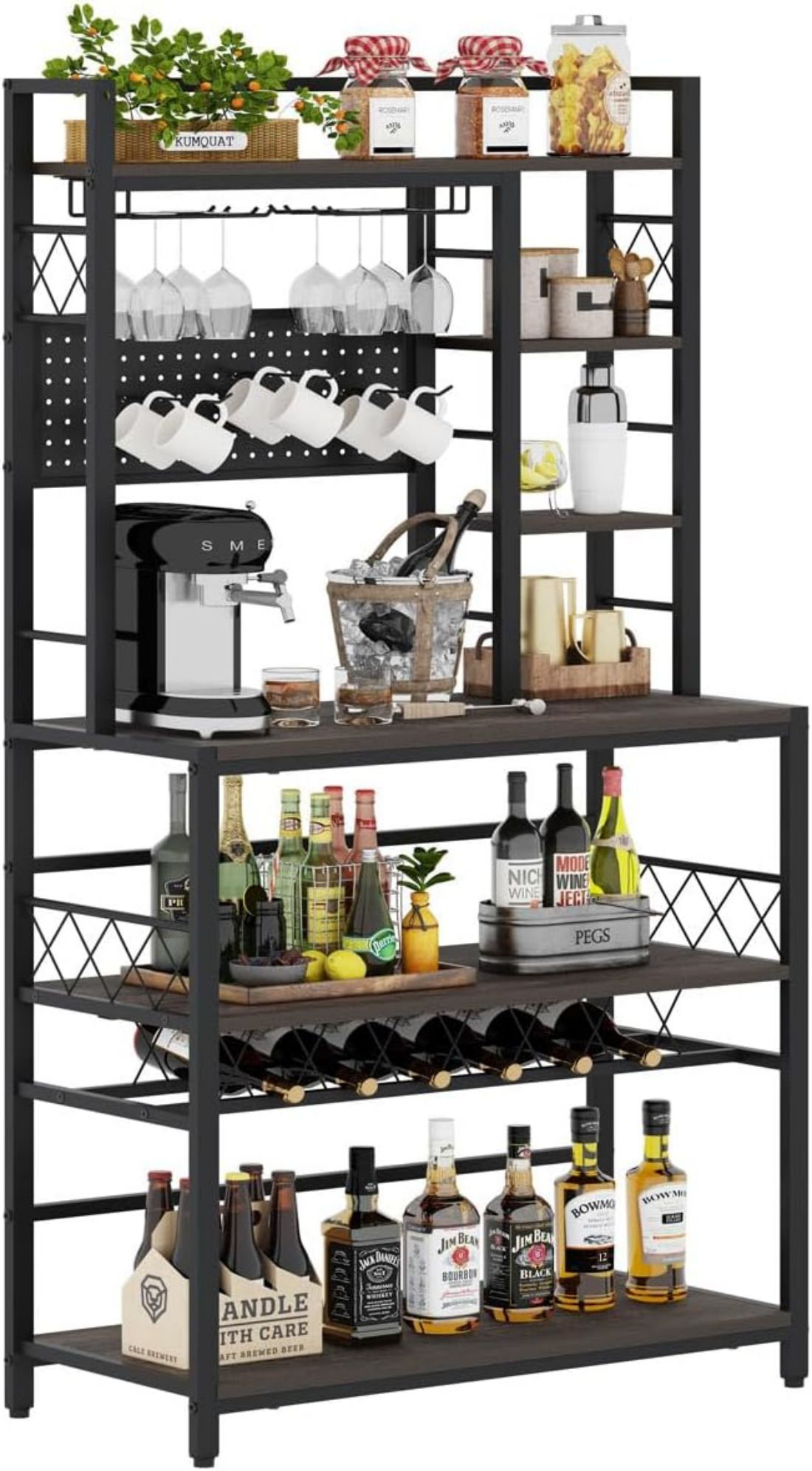 17 Stories Wine Rack Freestanding Floor, Liquor Bar Cabinet With ...