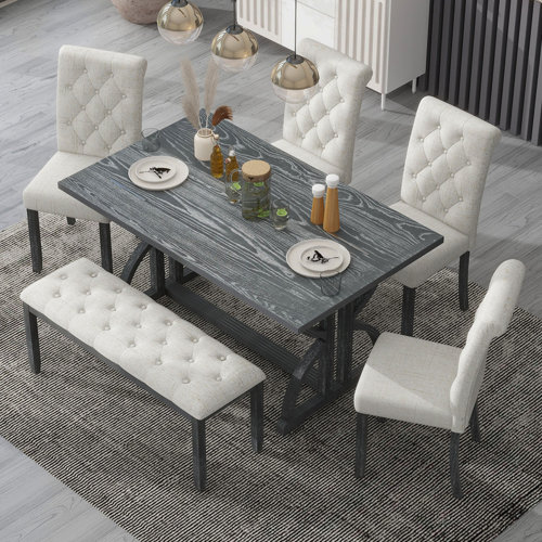 August Grove® Borina 6 - Piece Trestle Dining Set & Reviews | Wayfair