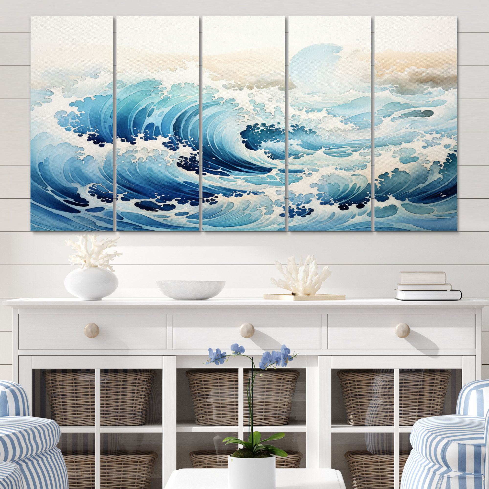 Design Art Dramatic Tide I - Coastal Metal Wall Decor Set - Wayfair Canada