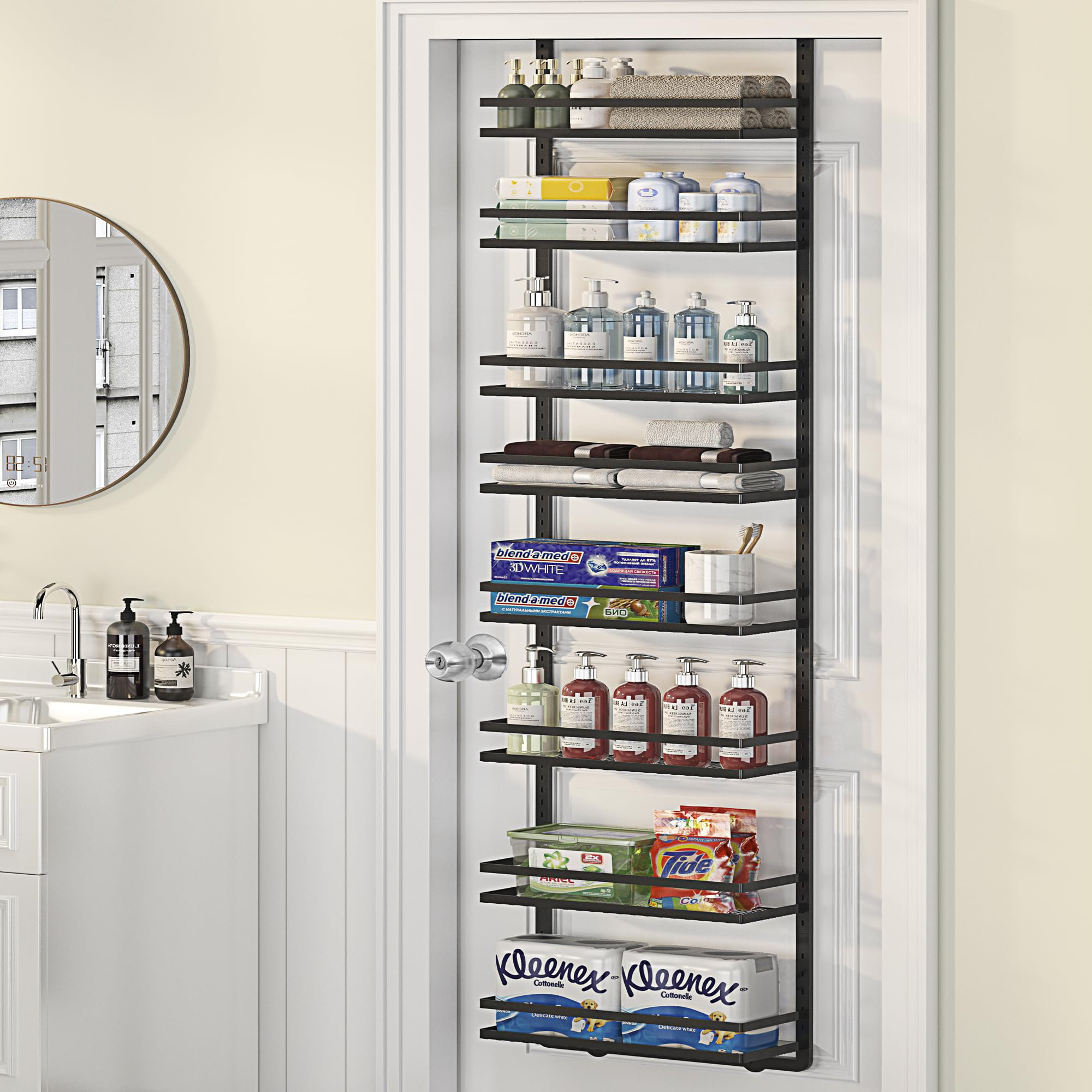 Rebrilliant Adjustable Over-The-Door Storage Organizer Rack - White ...