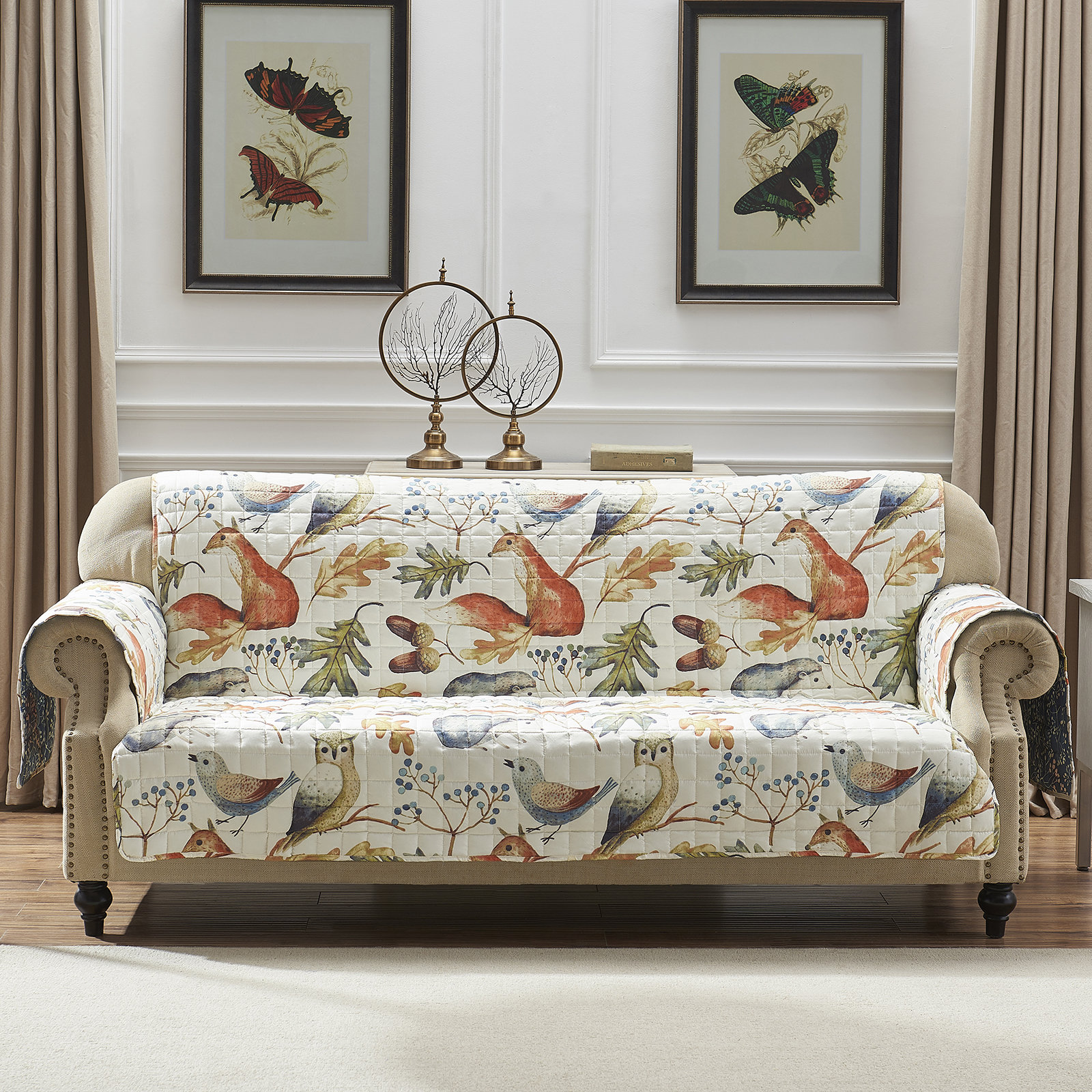 Barefoot Bungalow Elmina Willow Reversible Quilted Sofa Slipcover ...