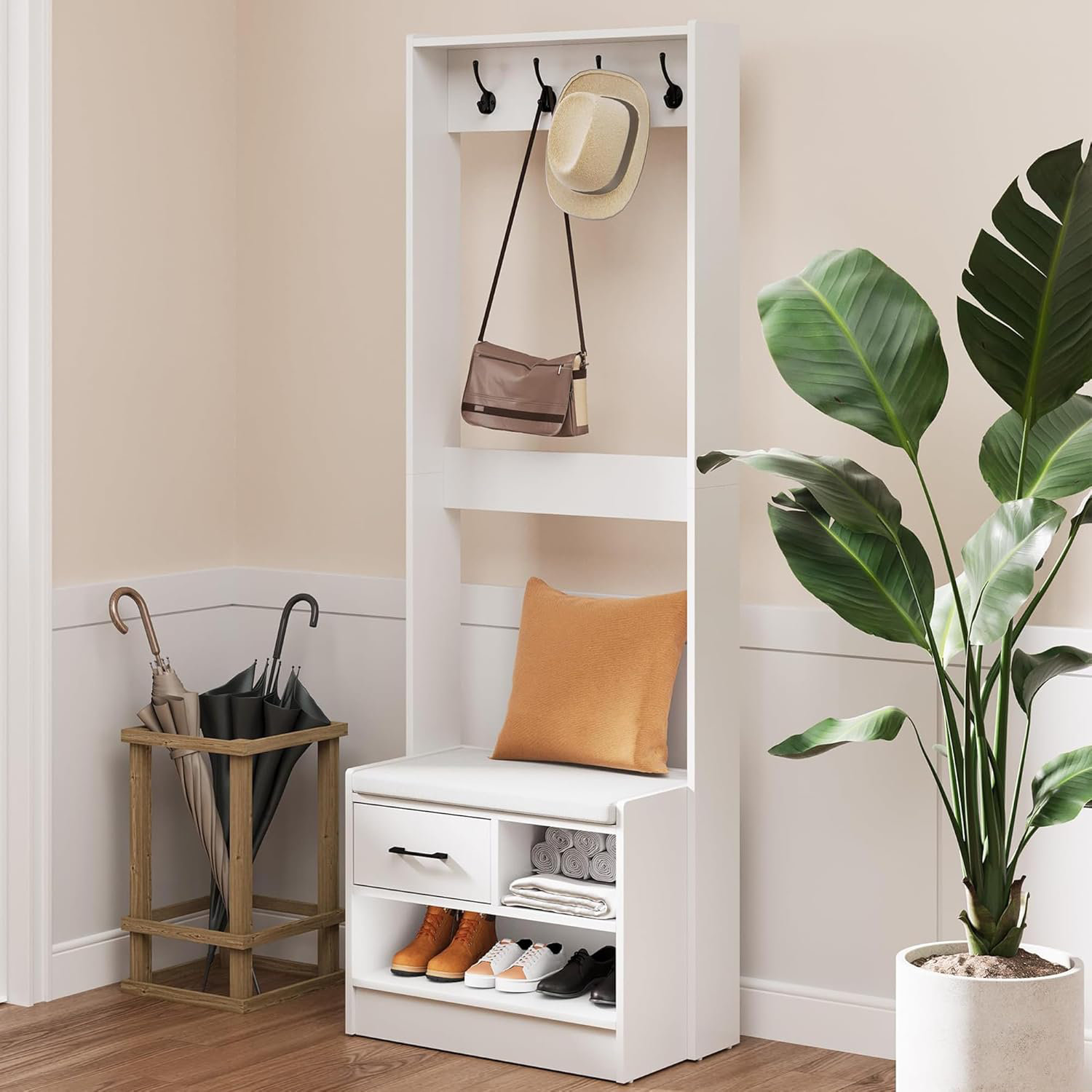 Red Barrel Studio® Hall Tree With Bench Entryway Bench With Coat Rack ...