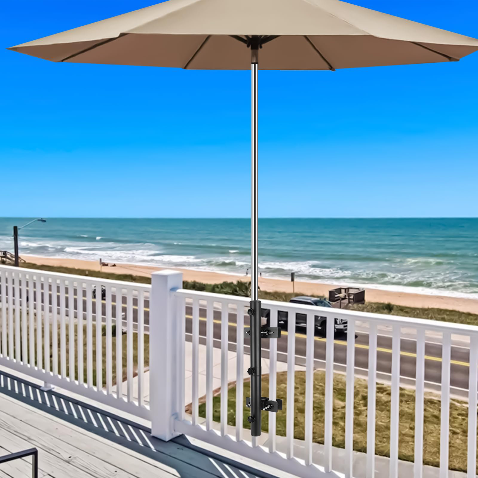 Arlmont & Co. Outdoor Adjustable Deck Post Parasol Mounting Bracket ...