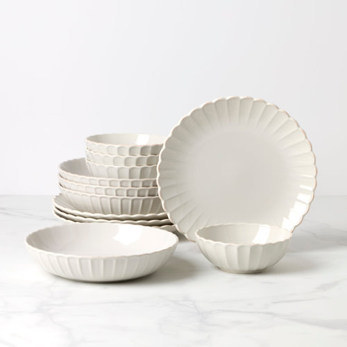 Lenox French Perle Scallop White 12-Piece Dinnerware Set | Birch Lane