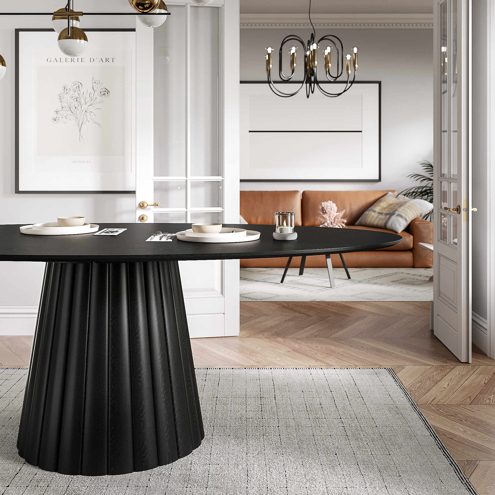 Ivy Bronx 67 in. Pedestal Solid Wood Oval Dining Table Seats 6 - Wayfair Canada